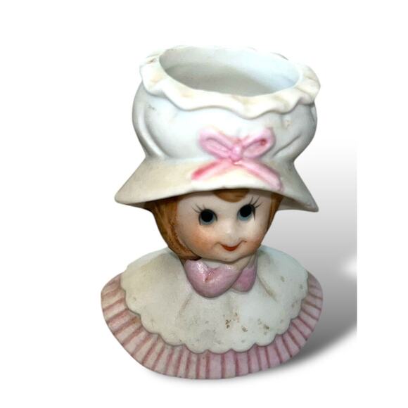 Lefton | Accents | Vintage Lefton Girl Figure Pink Figurine Sewing ...